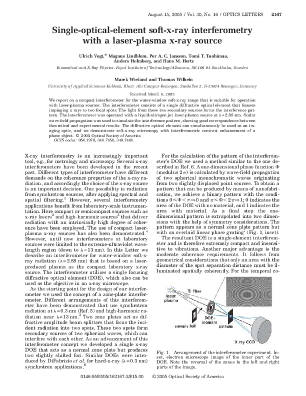(PDF) Single-optical-element soft-x-ray interferometry with a laser ...