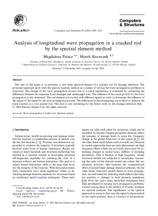 Pdf Analysis Of Longitudinal Wave Propagation In A Cracked Rod By The Spectral Element Method