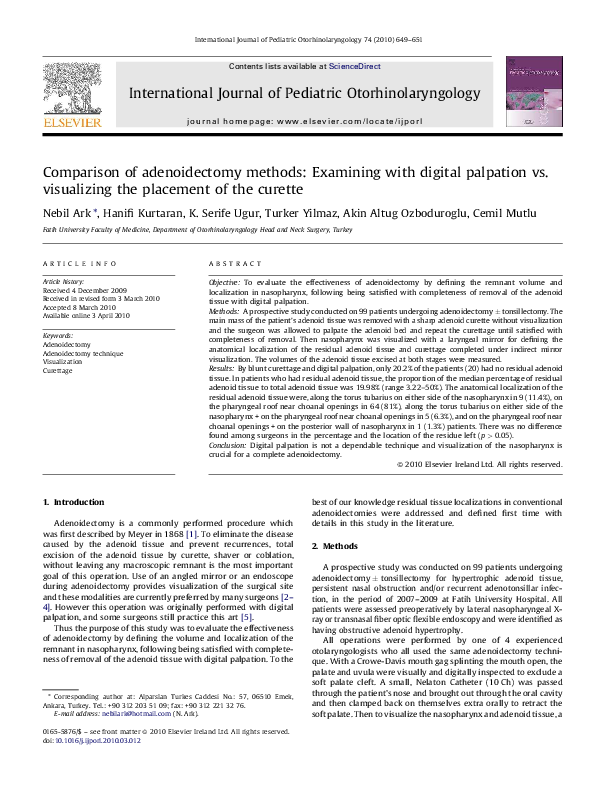 (PDF) Comparison of adenoidectomy methods: Examining with digital ...