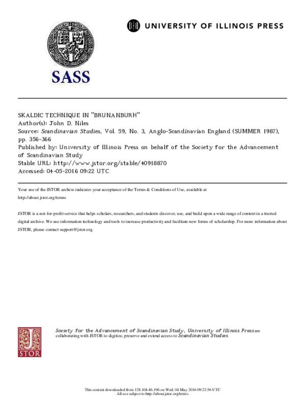 (PDF) Skaldic Technique in 'Brunanburh'