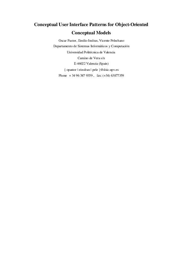 (PDF) Conceptual User Interface Patterns for Object-Oriented Conceptual Models