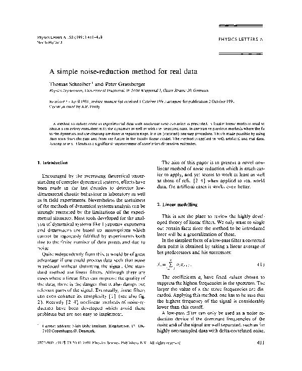 (PDF) A simple noise-reduction method for real data