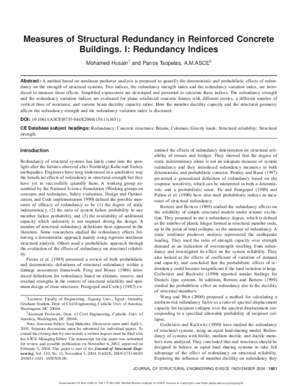 (PDF) Measures of Structural Redundancy in Reinforced Concrete ...