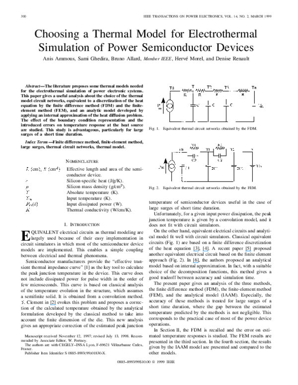 (PDF) Choosing a thermal model for electrothermal simulation of power ...