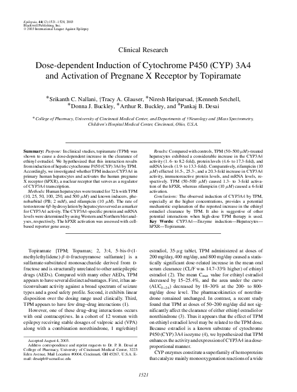(PDF) Dose-dependent Induction of Cytochrome P450 (CYP) 3A4 and ...