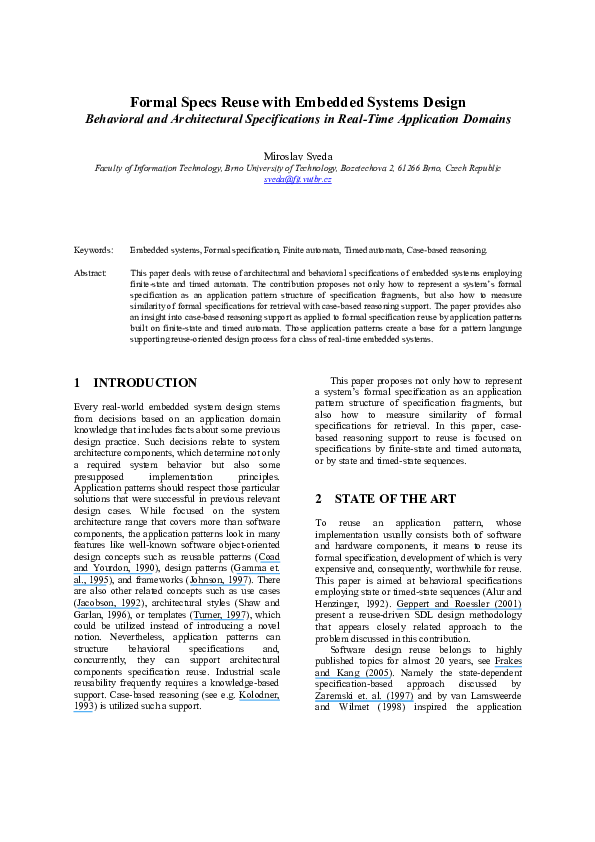 Pdf Formal Specs Reuse With Embedded Systems Design Behavioral And Architectural