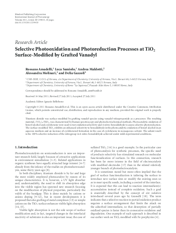(PDF) Selective Photooxidation and Photoreduction Processes at Tio2 ...