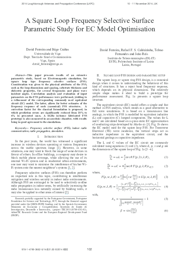 (PDF) A Square Loop Frequency Selective Surface Parametric Study for EC ...