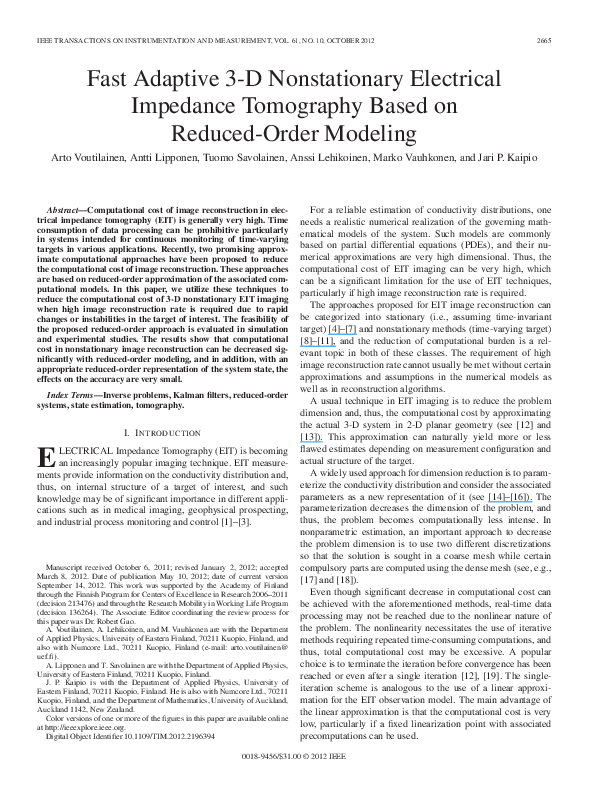 (PDF) Fast Adaptive 3-D Nonstationary Electrical Impedance Tomography ...