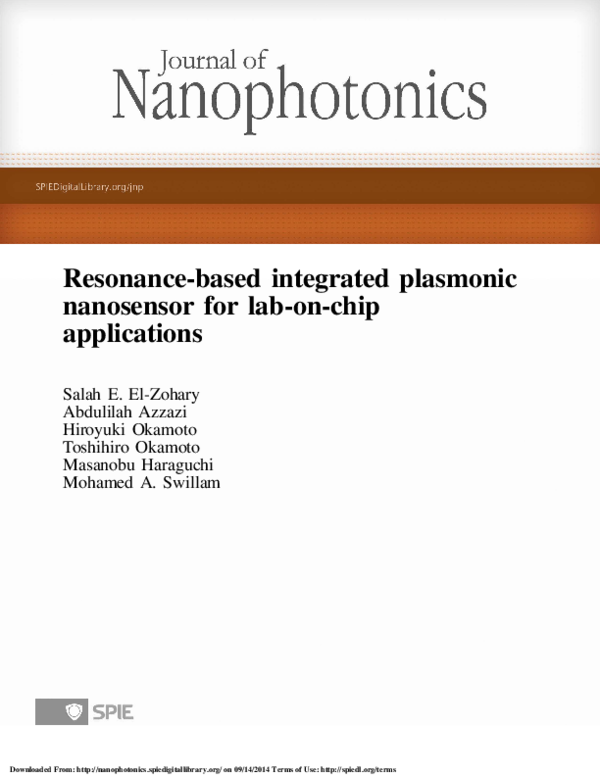 (PDF) Design optimization and fabrication of plasmonic nano sensor
