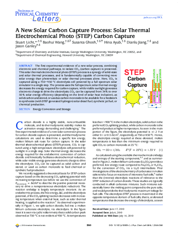 (PDF) A New Solar Carbon Capture Process: Solar Thermal Electrochemical ...