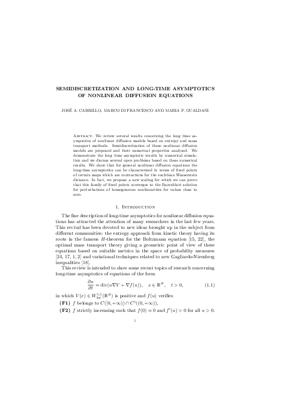 (PDF) Semidiscretization and Long-time Asymptotics of Nonlinear Diffusion Equations