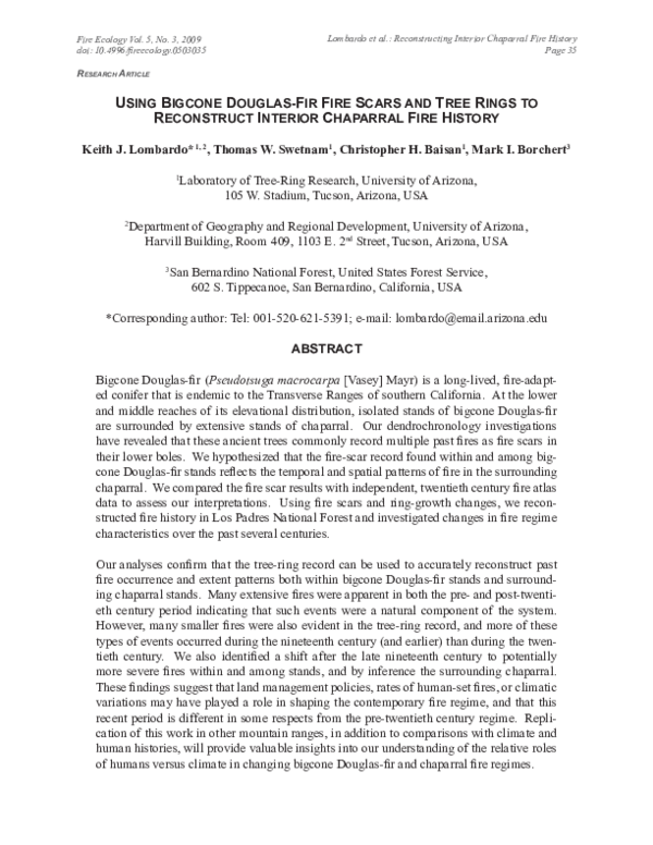 (PDF) Using Bigcone Douglas-fir Fire Scars and Tree Rings to ...
