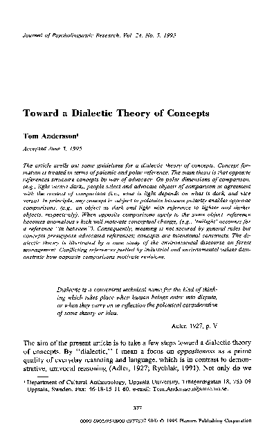(PDF) Toward a dialectic theory of concepts