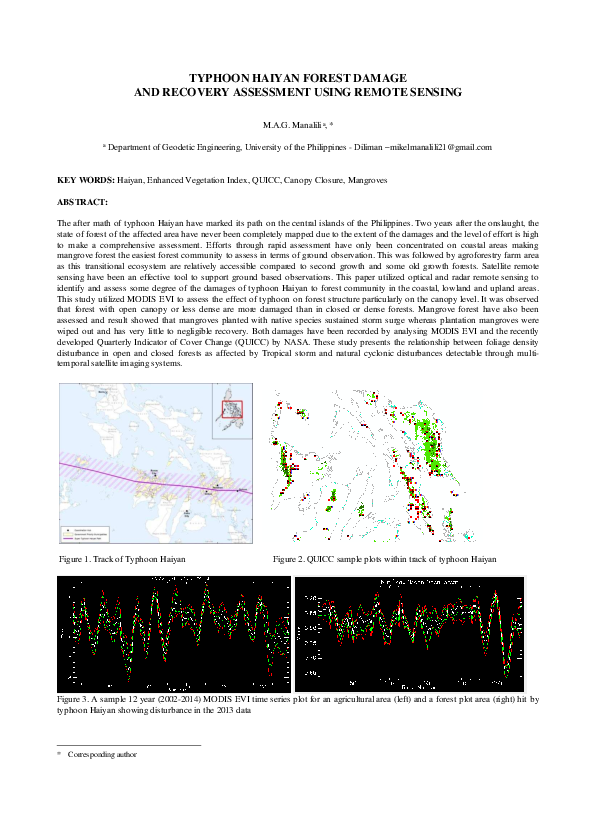 (PDF) TYPHOON HAIYAN FOREST DAMAGE AND RECOVERY ASSESSMENT USING REMOTE ...