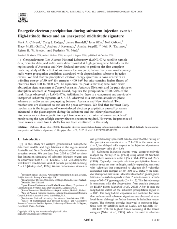 (PDF) Energetic electron precipitation during substorm injection events ...