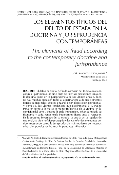 (PDF) LOS ELEMENTOS TÍPICOS DEL DELITO DE ESTAFA EN LA DOCTRINA Y ...