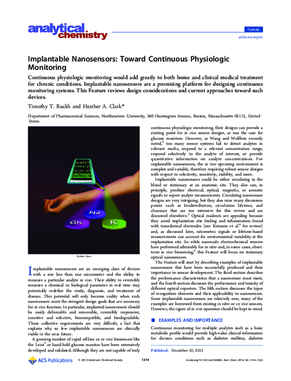 (PDF) Implantable Nanosensors: Toward Continuous Physiologic Monitoring