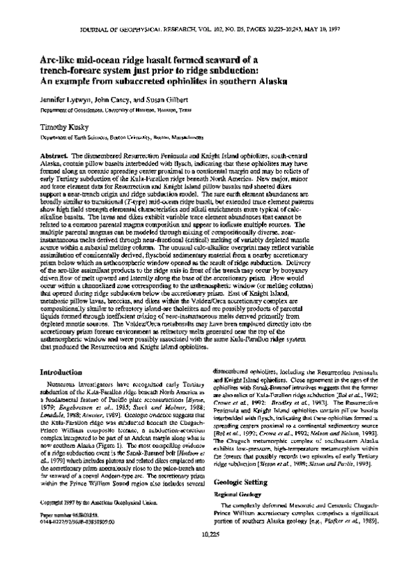 (PDF) Arc-like mid-ocean ridge basalt formed seaward of a trench ...