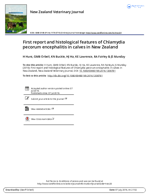 First report and histological features of Chlamydia pecorum ...