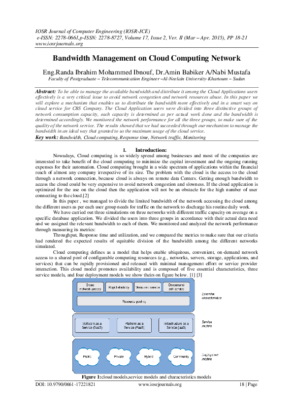 Pdf Bandwidth Management On Cloud Computing Network