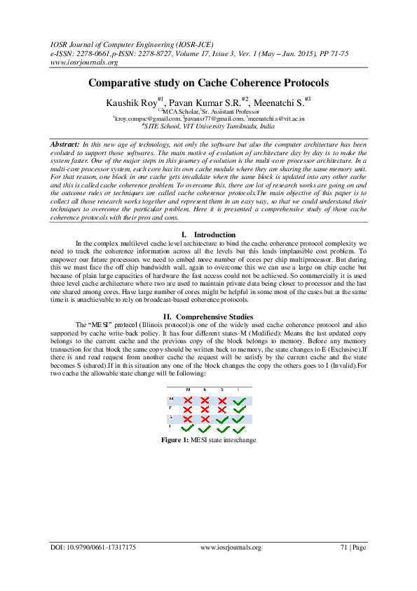 (PDF) Comparative study on Cache Coherence Protocols