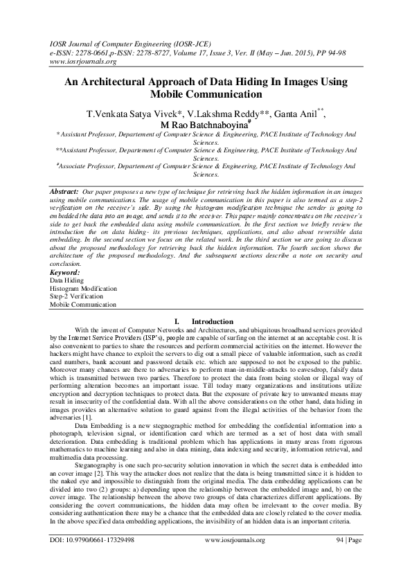 (PDF) An Architectural Approach of Data Hiding In Images Using Mobile ...