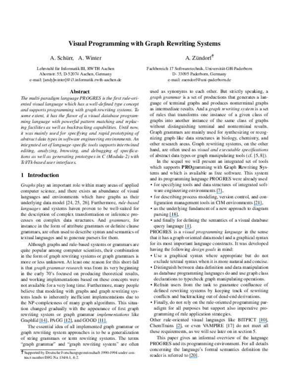 Pdf Visual Programming With Graph Rewriting Systems