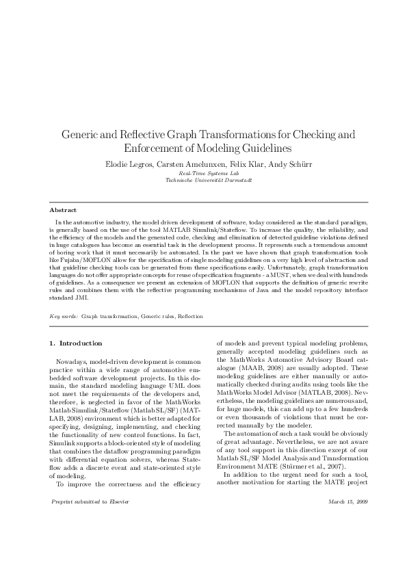 Generic And Reflective Graph Transformations For Checking And Enforcement Of Modeling Guidelines
