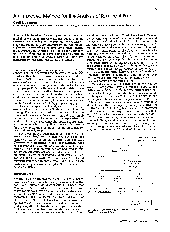 (PDF) An improved method for the analysis of ruminant fats
