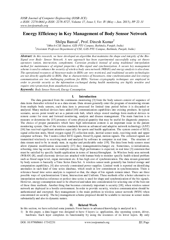 (PDF) Efficient Key Management in Body Sensor Networks