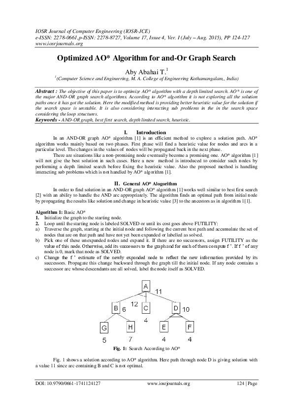 (PDF) Optimized AO* Algorithm for and-Or Graph Search