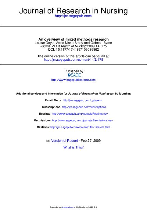 (PDF) An overview of mixed methods research