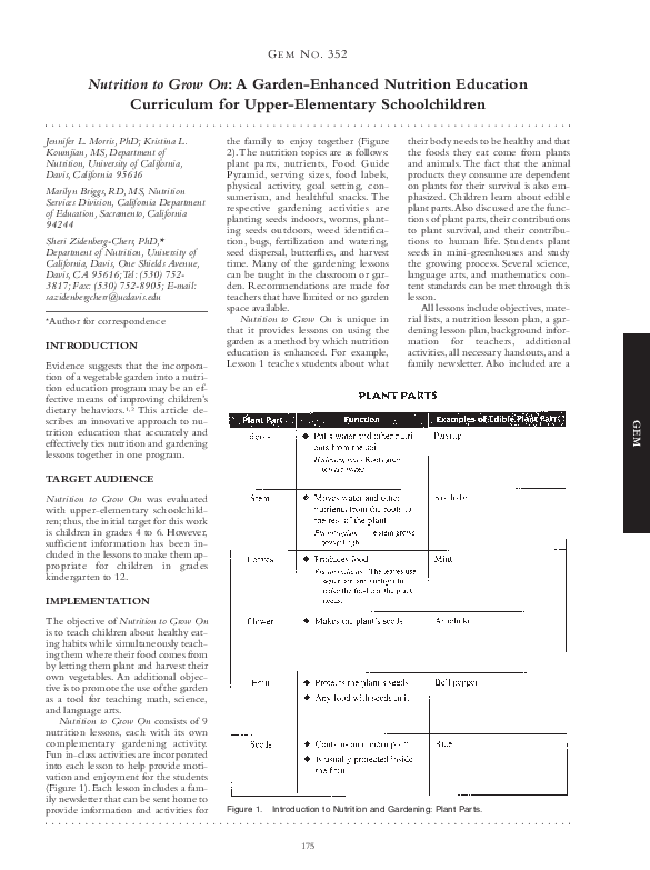 (PDF) Nutrition to Grow On: A Garden-Enhanced Nutrition Education ...