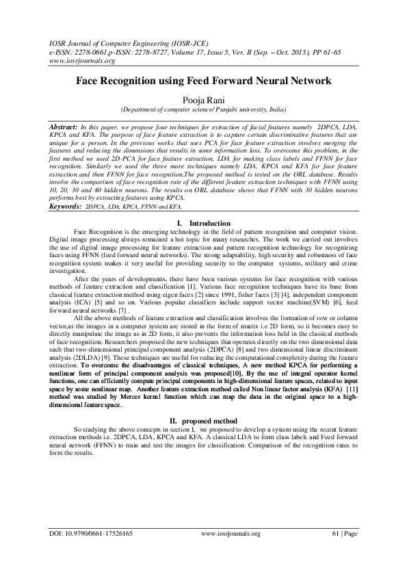 Pdf Face Recognition Using Feed Forward Neural Network 0194