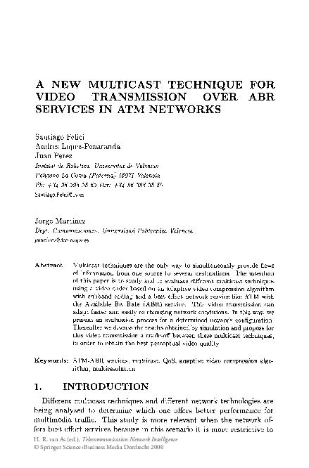 (PDF) A New Multicast Technique for Video Transmission over ABR Services in ATM Networks