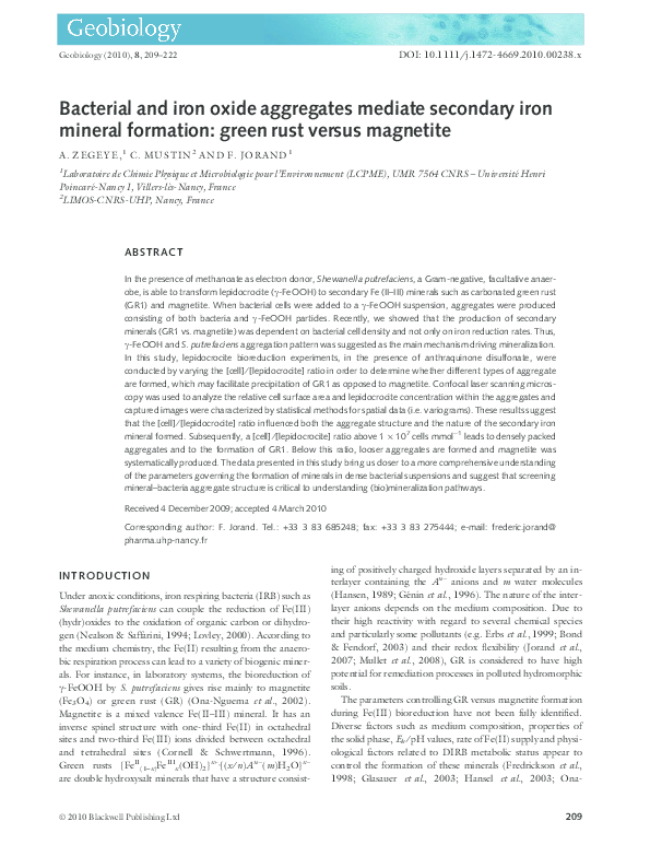 (PDF) Bacterial and iron oxide aggregates mediate secondary iron ...