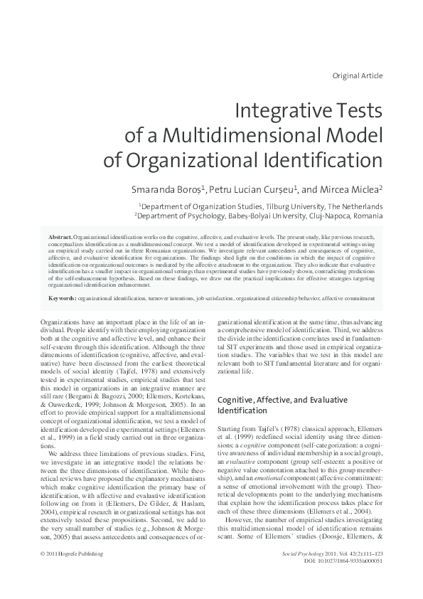 (PDF) Integrative Tests of a Multidimensional Model of Organizational ...