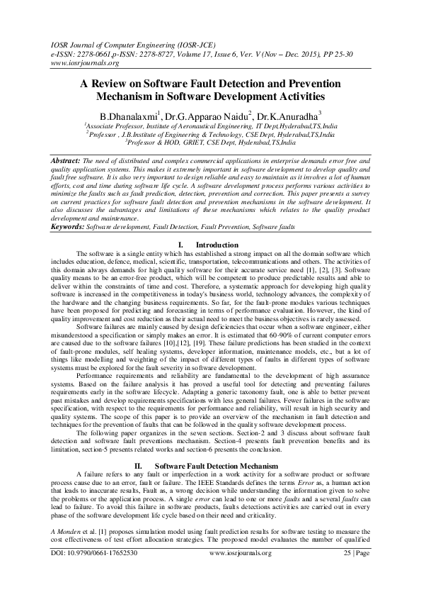 (PDF) A Review on Software Fault Detection and Prevention Mechanism in Software Development ...