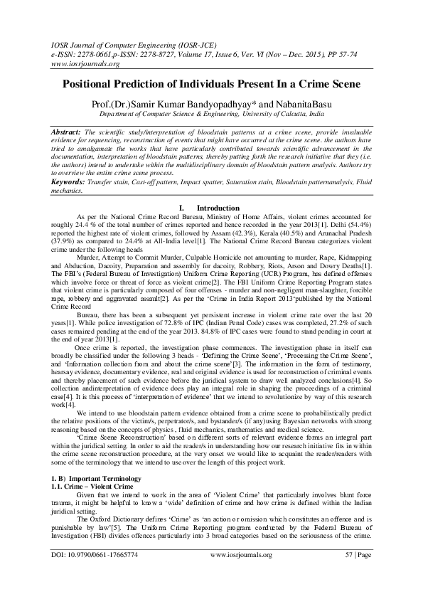 (PDF) Positional Prediction of Individuals Present In a Crime Scene