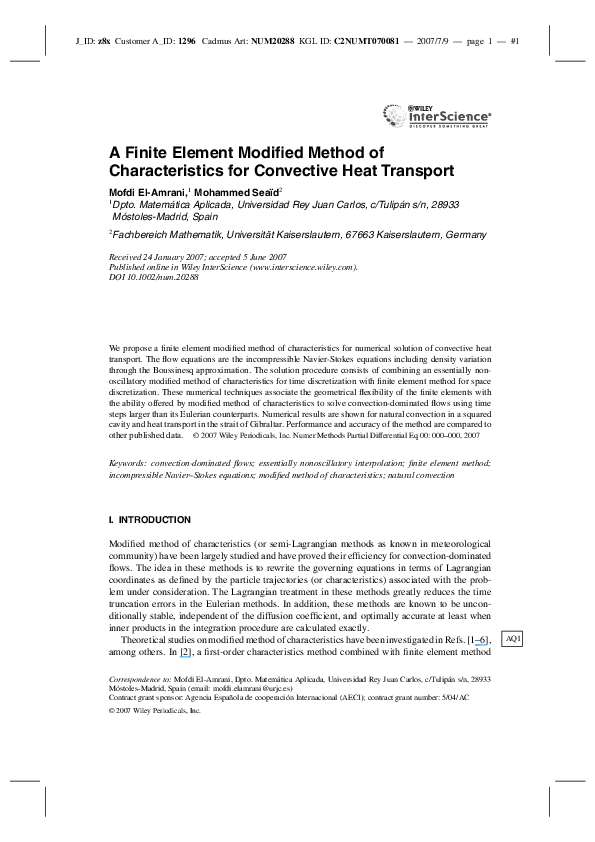 Pdf Finite Element Modified Method Of Characteristics For Shallow