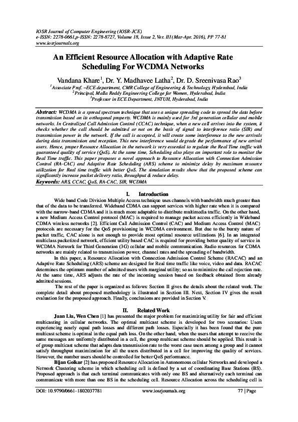 Pdf An Efficient Resource Allocation With Adaptive Rate Scheduling