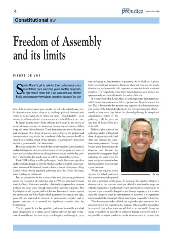 (PDF) Freedom of Assembly and Its limits