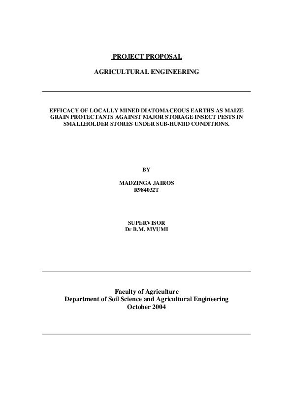 (PDF) PROJECT PROPOSAL AGRICULTURAL ENGINEERING EFFICACY OF LOCALLY ...