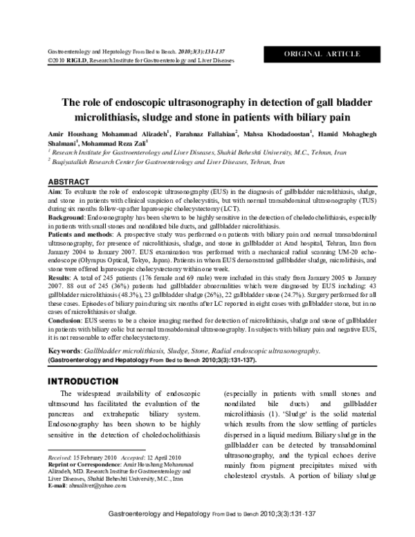 (PDF) The role of endoscopic ultrasonography in detection of gall ...