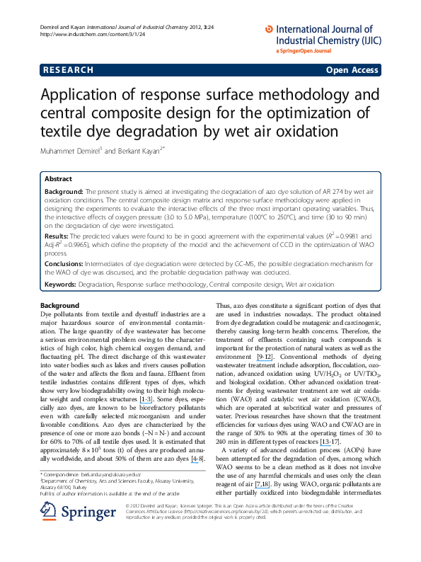 (PDF) Application of response surface methodology and central composite rotatable design in ...