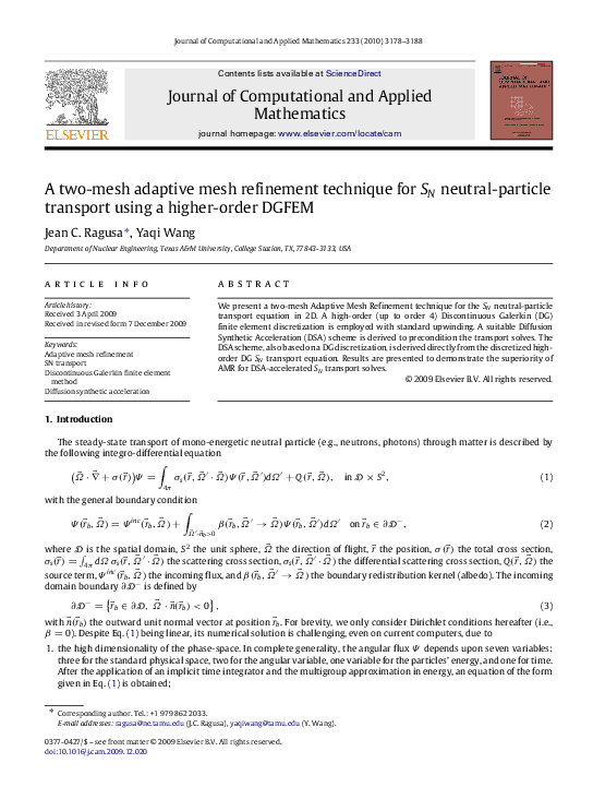 (PDF) A two-mesh adaptive mesh refinement technique for neutral ...