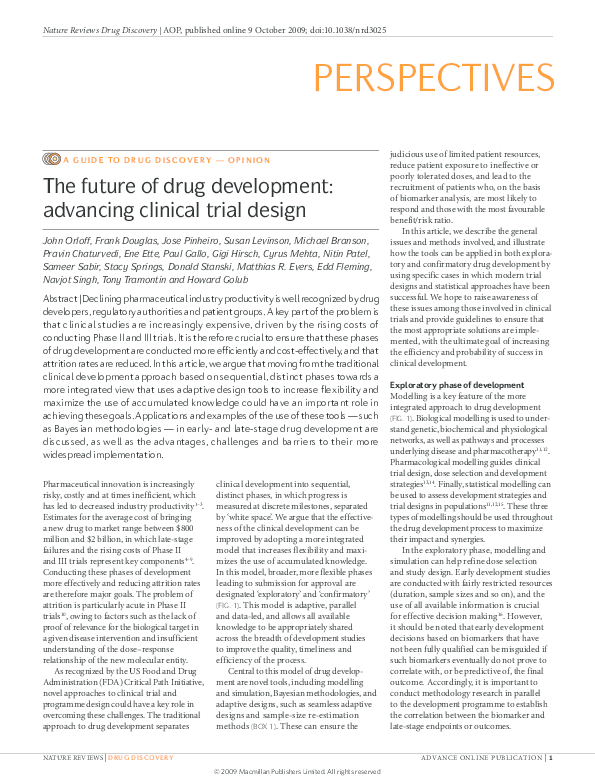 (PDF) The future of drug development: advancing clinical trial design