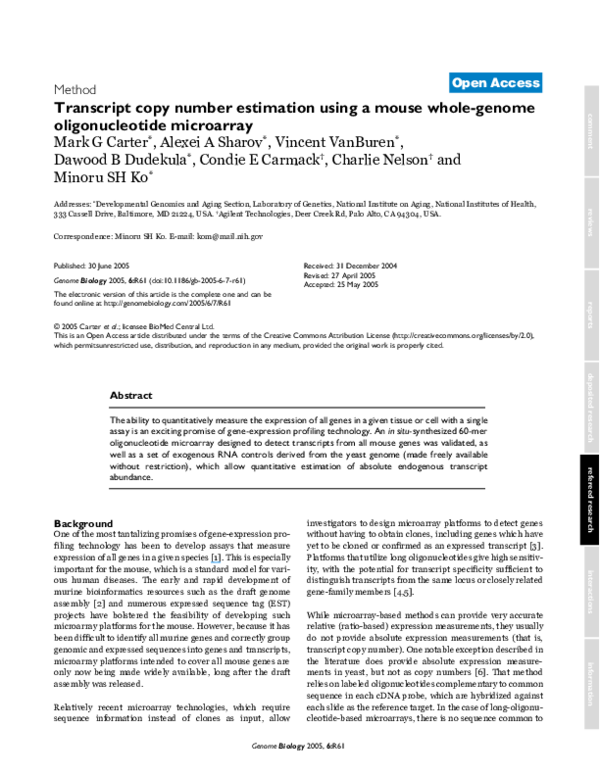 (PDF) Transcript copy number estimation using a mouse whole-genome oligonucleotide microarray
