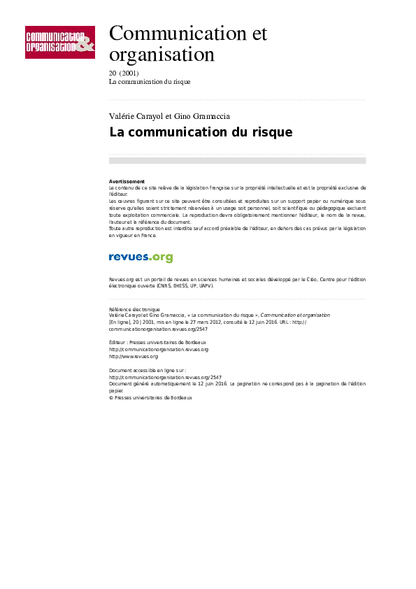 La communication du risque